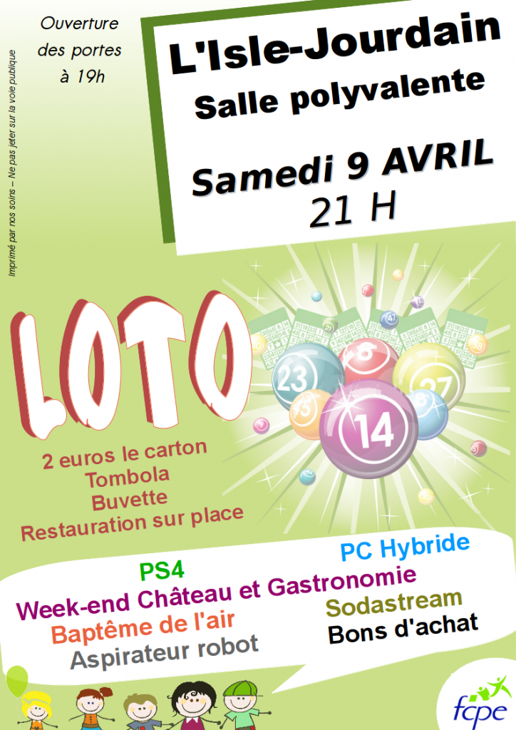 affiche loto fcpe 2016 - FCPE L'isle jourdain